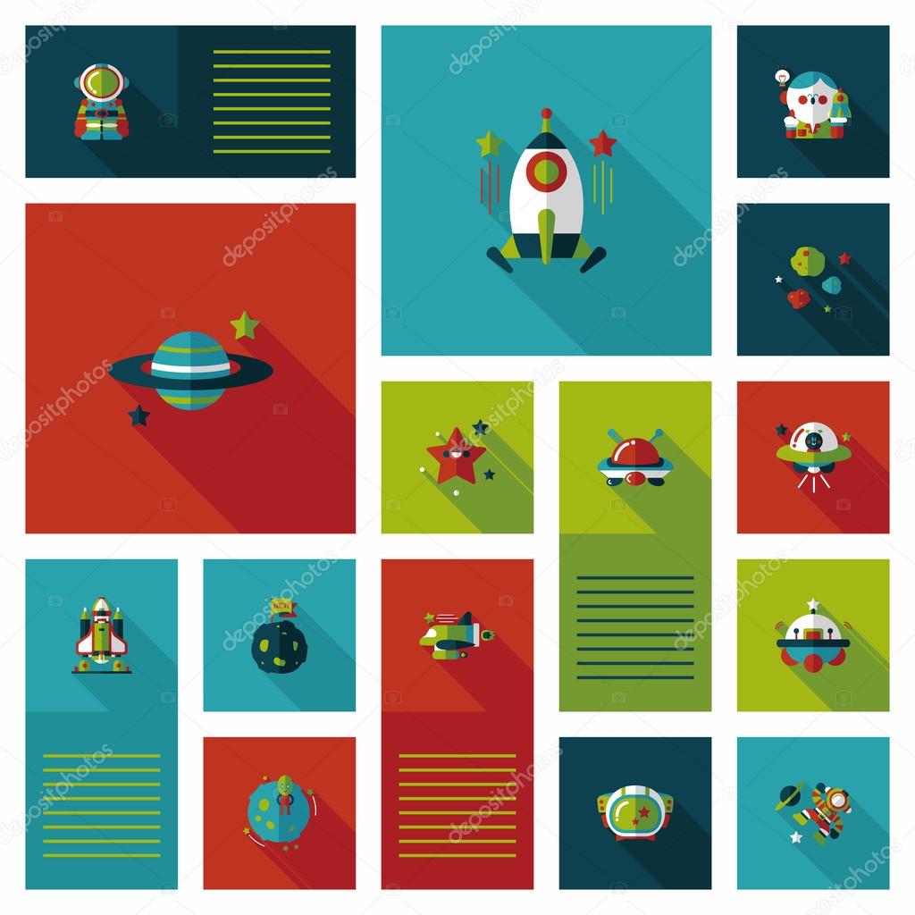 Space ui flat design background set, eps10 Stock Vector Image by ...