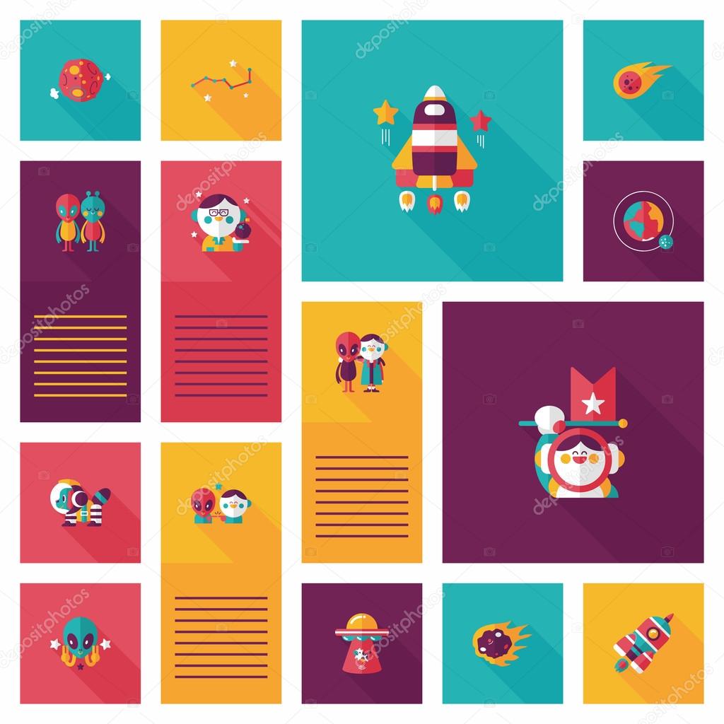 Space ui flat design background set, eps10 Stock Vector Image by ...