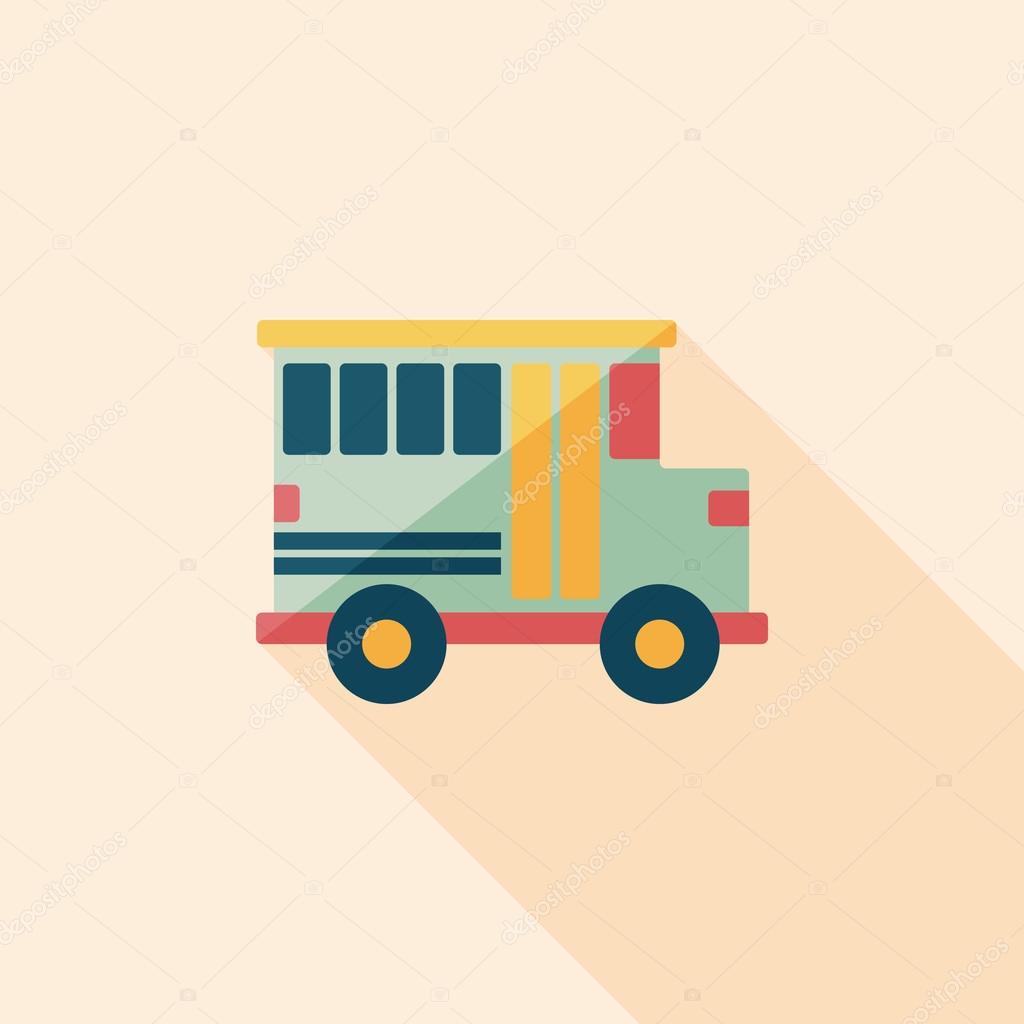Transportation school bus flat icon with long shadow,eps10 Stock Vector ...
