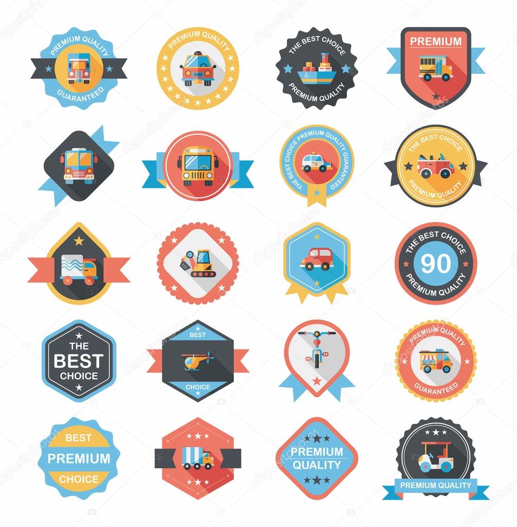 Transportation badge flat design background set, eps10 Stock Vector by ...