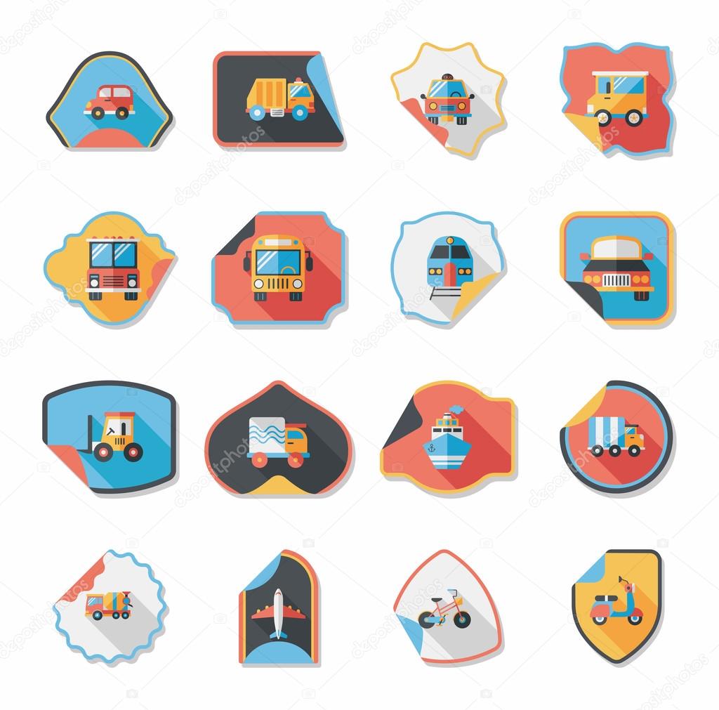 Transportation sticker flat design background set, eps10 Stock Vector ...