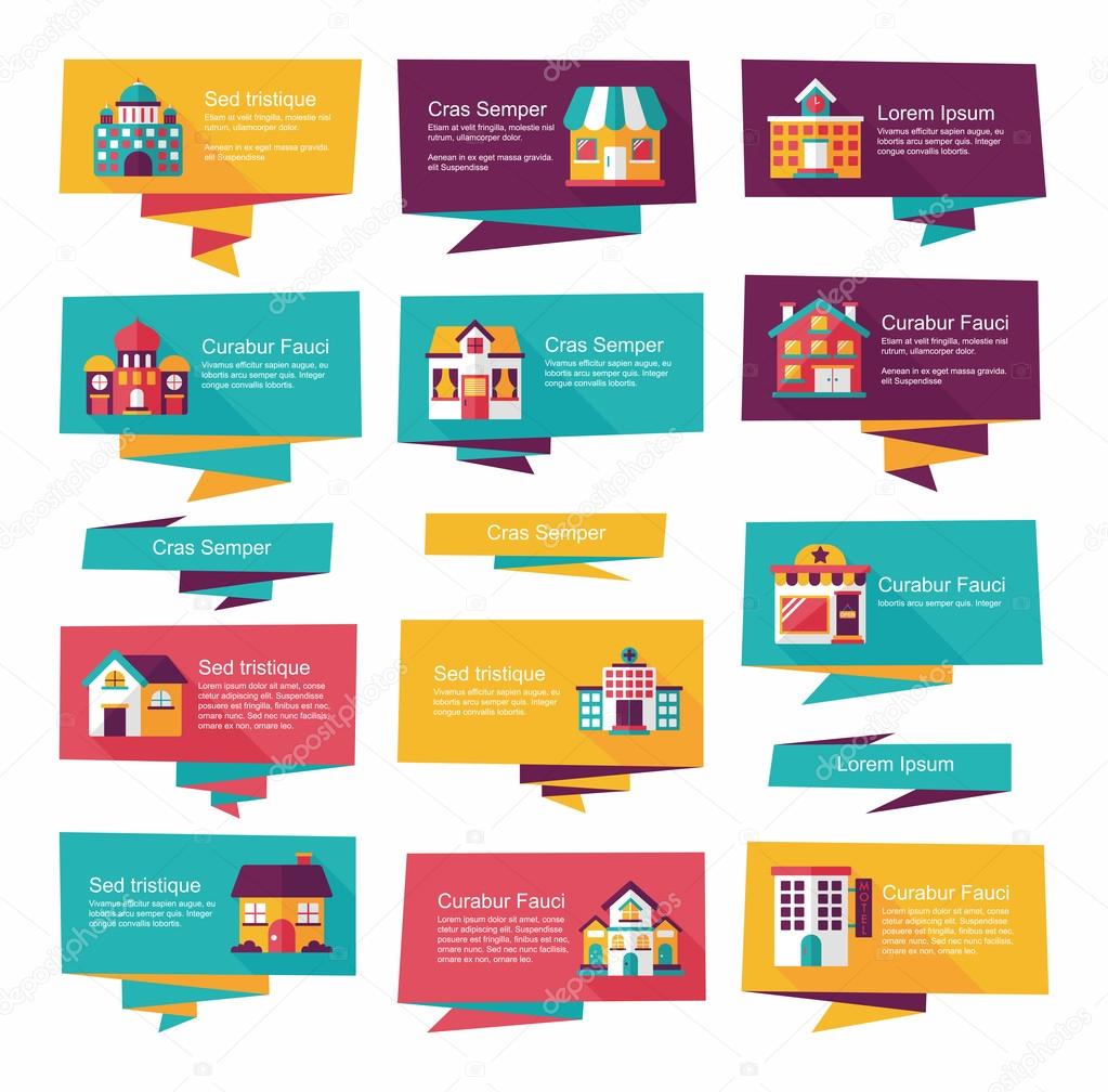 Building banner flat design background set, eps10 Stock Vector Image by ...