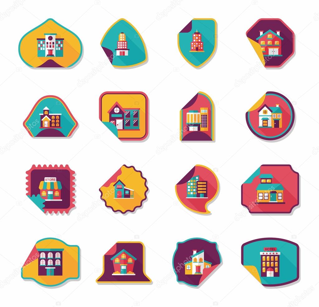 Building sticker flat design background set, eps10 Stock Vector Image ...