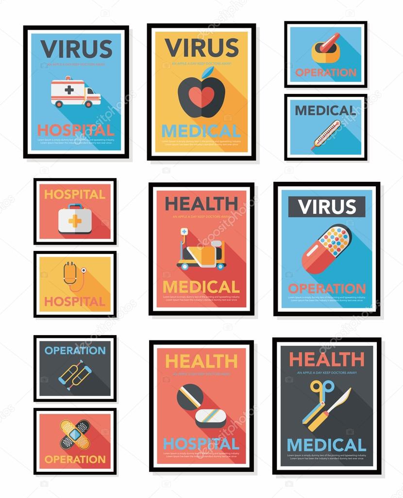 Hospital poster banner design flat background set, eps10 Stock Vector ...