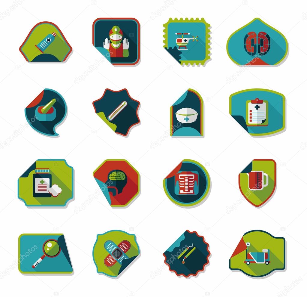 Hospital sticker flat banner background set, eps10 Stock Vector by ...