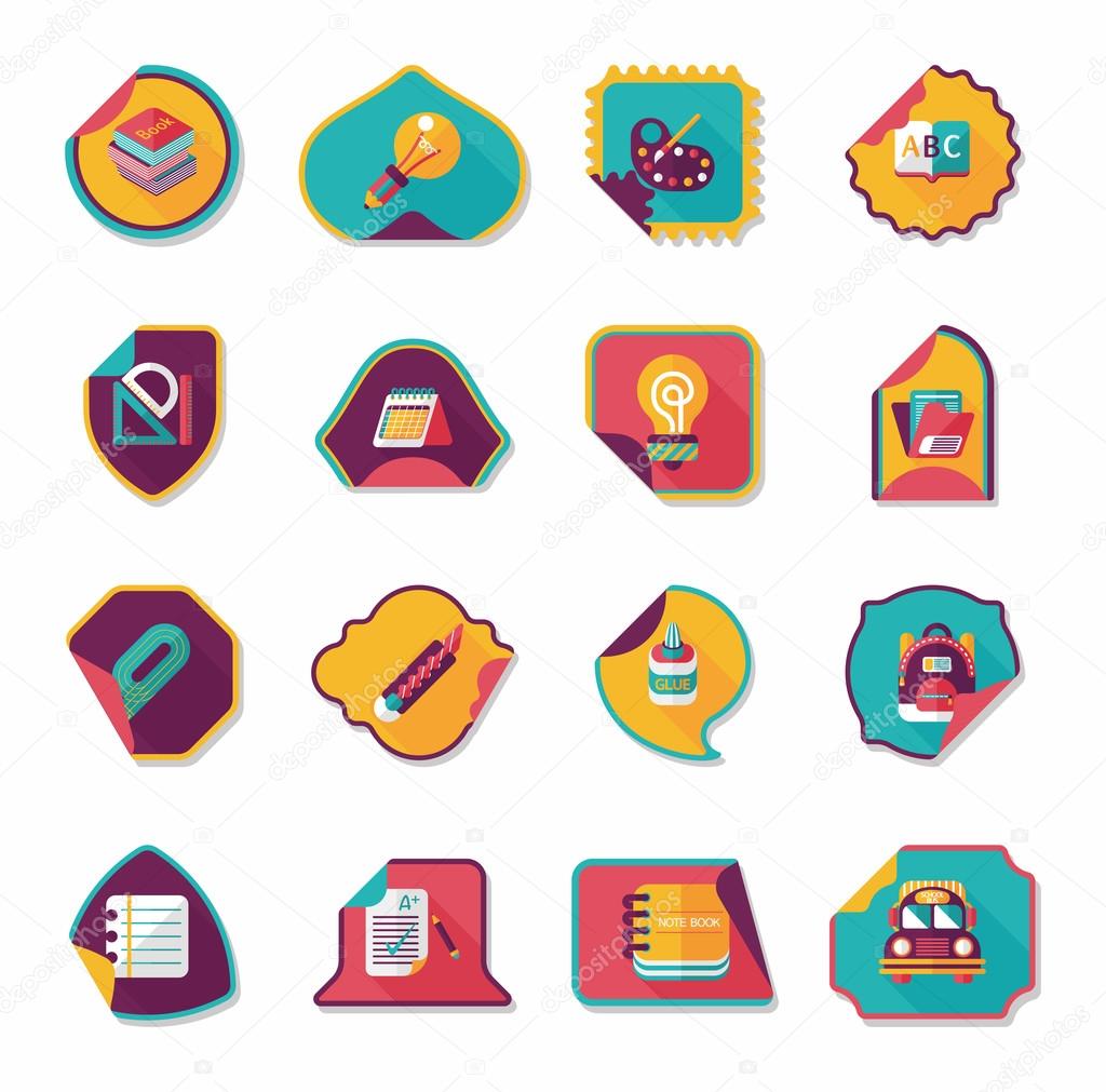 School sticker flat banner background set, eps10 Stock Vector Image by ...