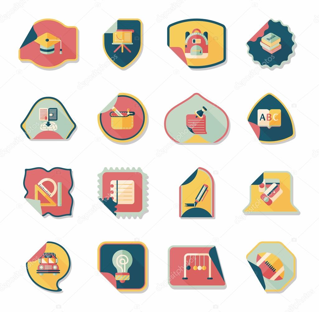 School sticker flat banner background set, eps10 Stock Vector Image by ...