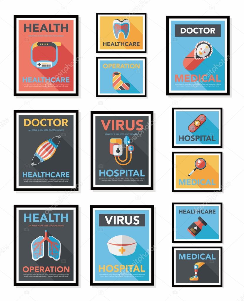 Hospital poster banner design flat background set, eps10 Stock Vector ...