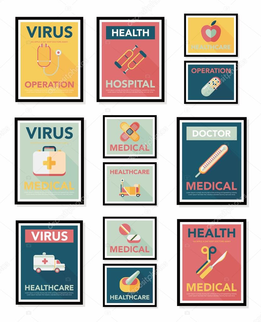 Hospital poster banner design flat background set, eps10 Stock Vector ...