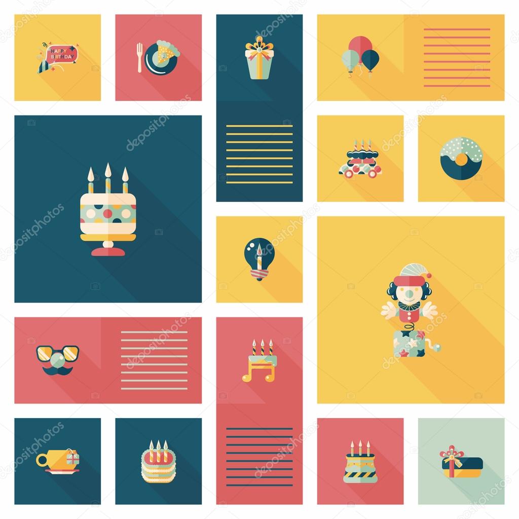 Birthday ui flat banner background set, eps10 Stock Vector Image by ...