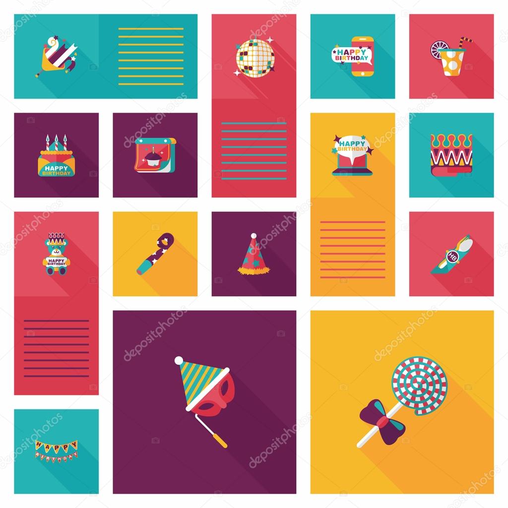 Birthday ui flat banner background set, eps10 Stock Illustration by ...