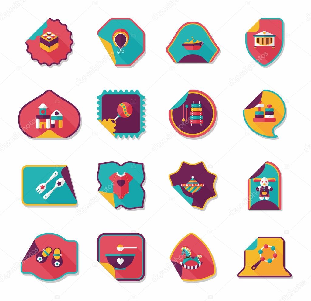 Baby sticker banner design flat background set, eps10 Stock Vector by ...