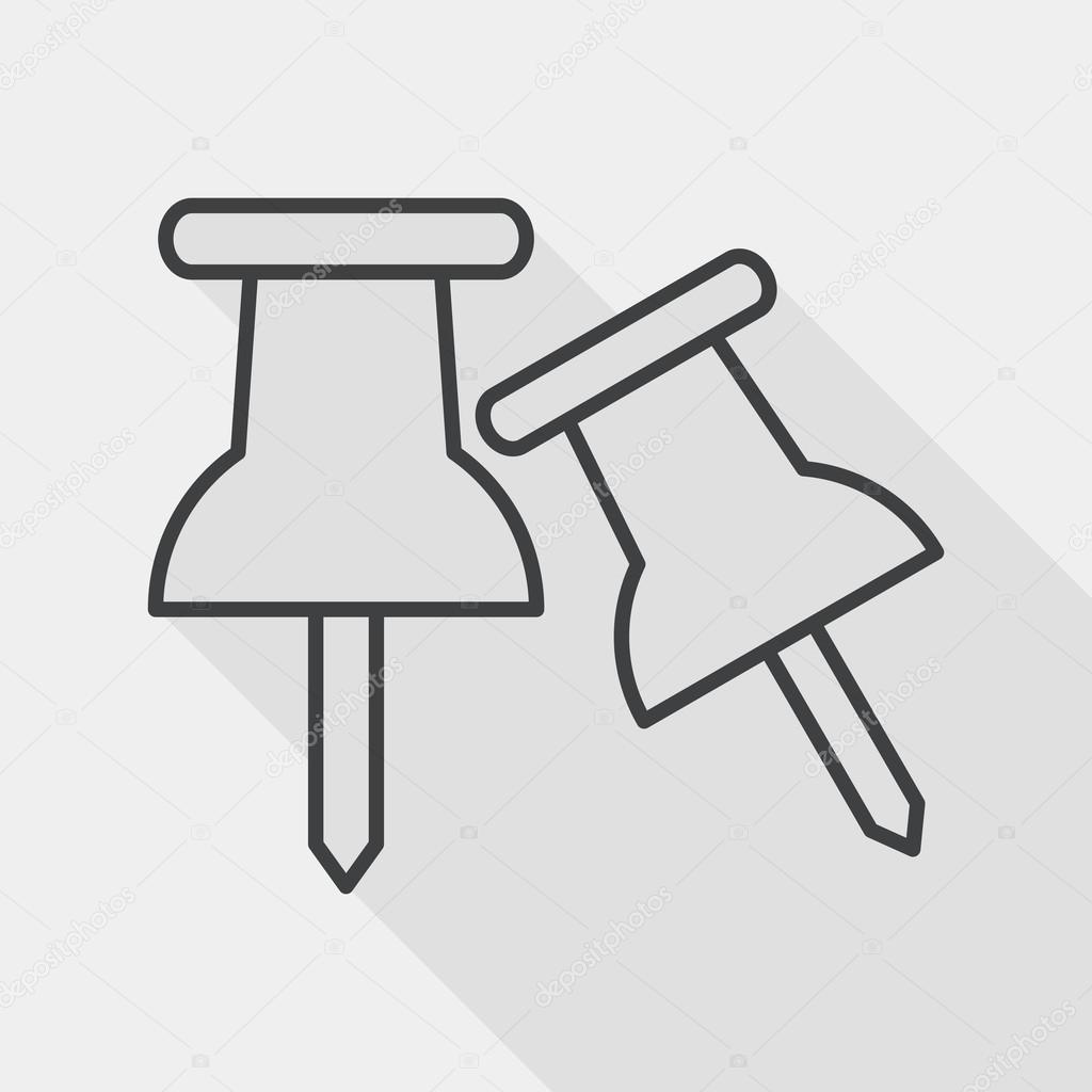Push pin flat icon with long shadow, line icon — Stock Vector © eatcute ...