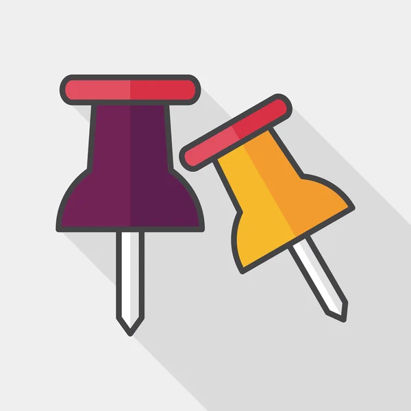 Push pin flat icon with long shadow, line icon — Stock Vector © eatcute ...