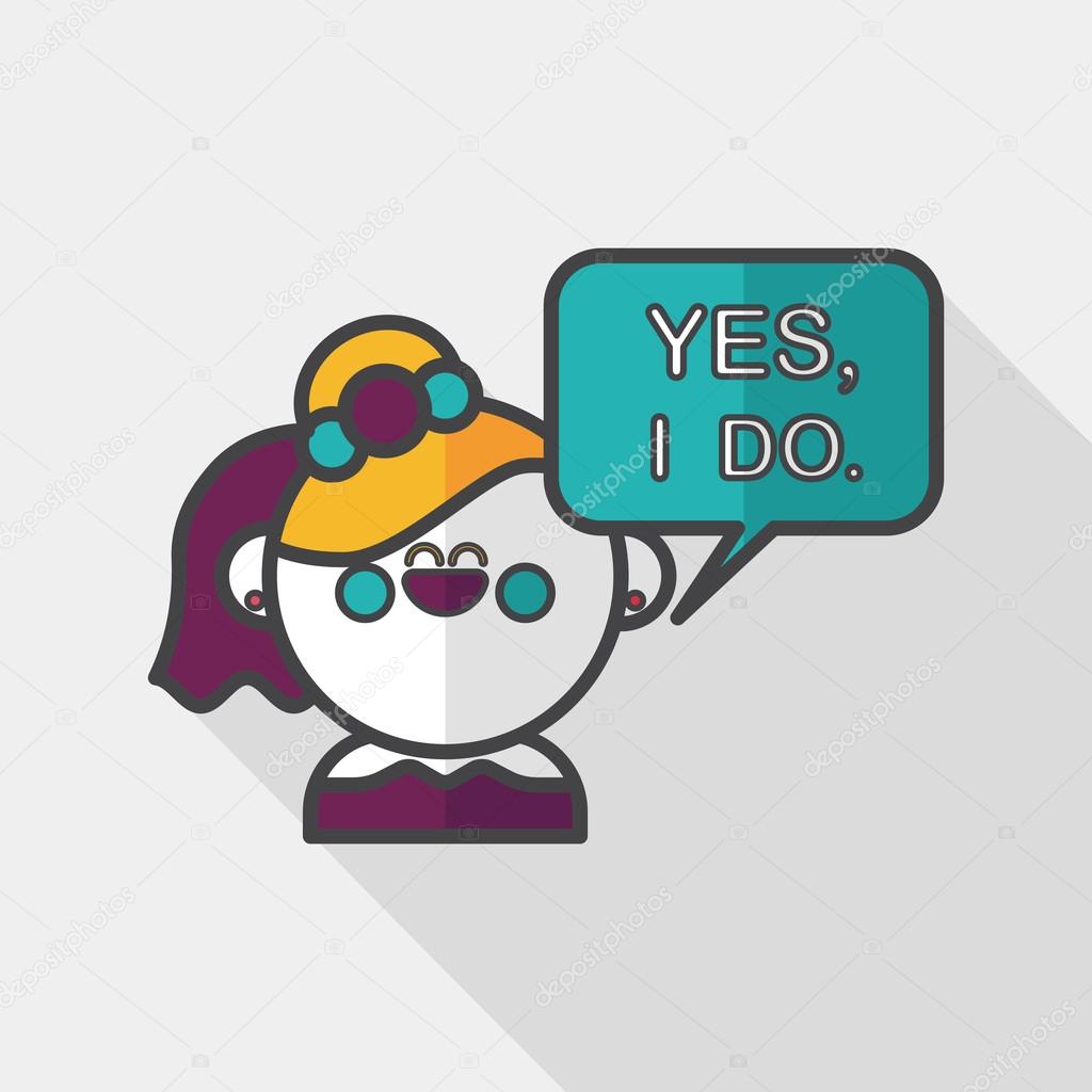 Wedding yes i do words from bride flat icon with long shadow,eps Stock ...