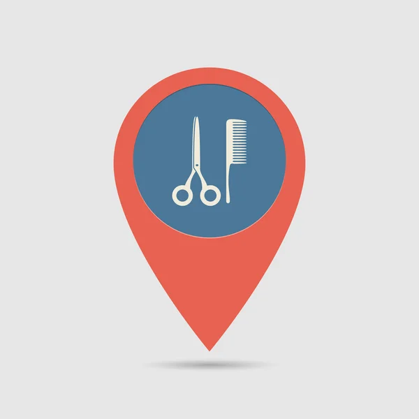 Map pointer with hair salon icon. — Stock Vector © ARNICA83 #46811643