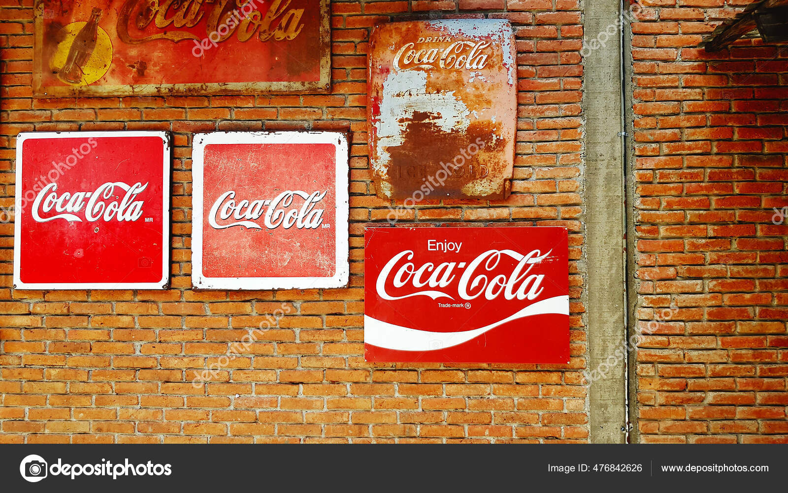 Bangkok Thailand September 2020 Many Coca Cola Billboard Rusty Sign ...