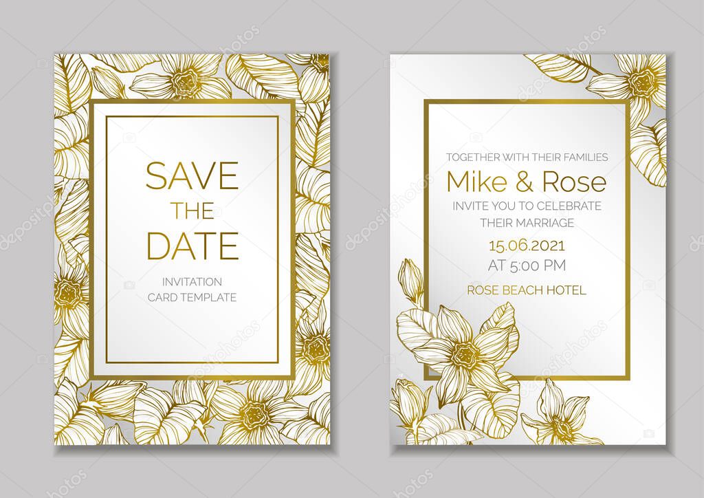 Plantillas de invitación floral de lujo para bodas o tarjetas de ...