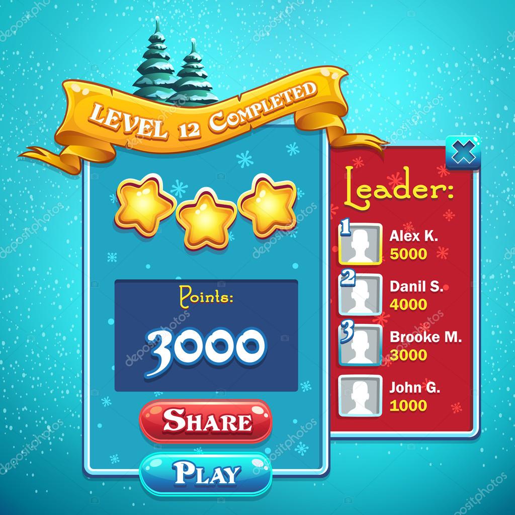 Level completed game window Stock Vector Image by ©Nearbirds #108623346