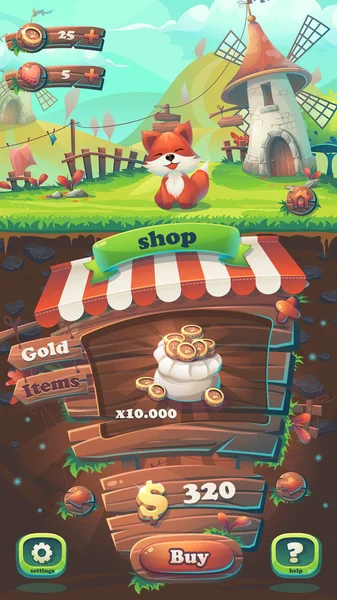 Feed the fox GUI match 3 map window — Stock Vector © Nearbirds #119922238