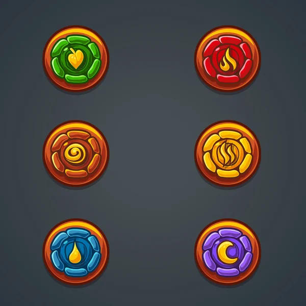 Set of cartoon colored stones with different signs element for use in ...