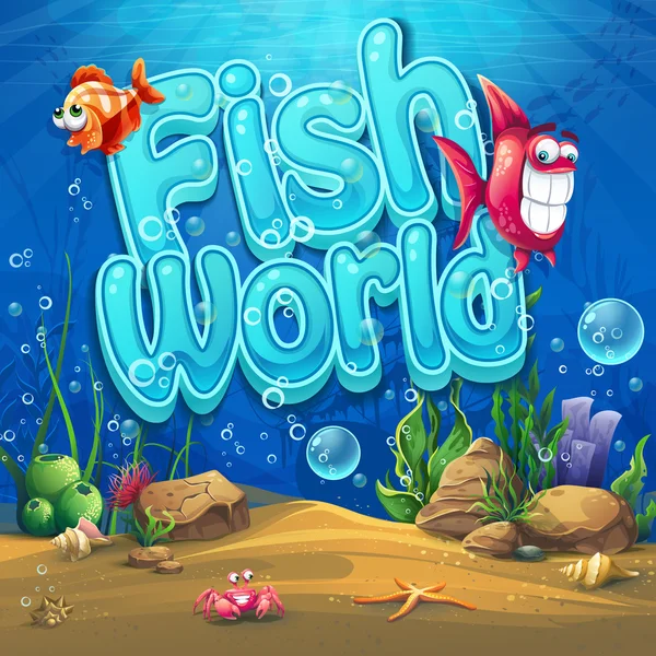 Fish world - horizontal banner, icon to the computer game Stock Vector ...