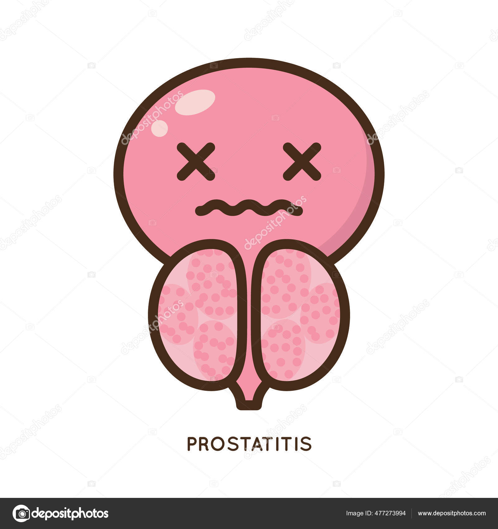 Ilustrasi Vektor Prostat Dan Jinak Kartun Karakter Ikon Penyakit Radang ...