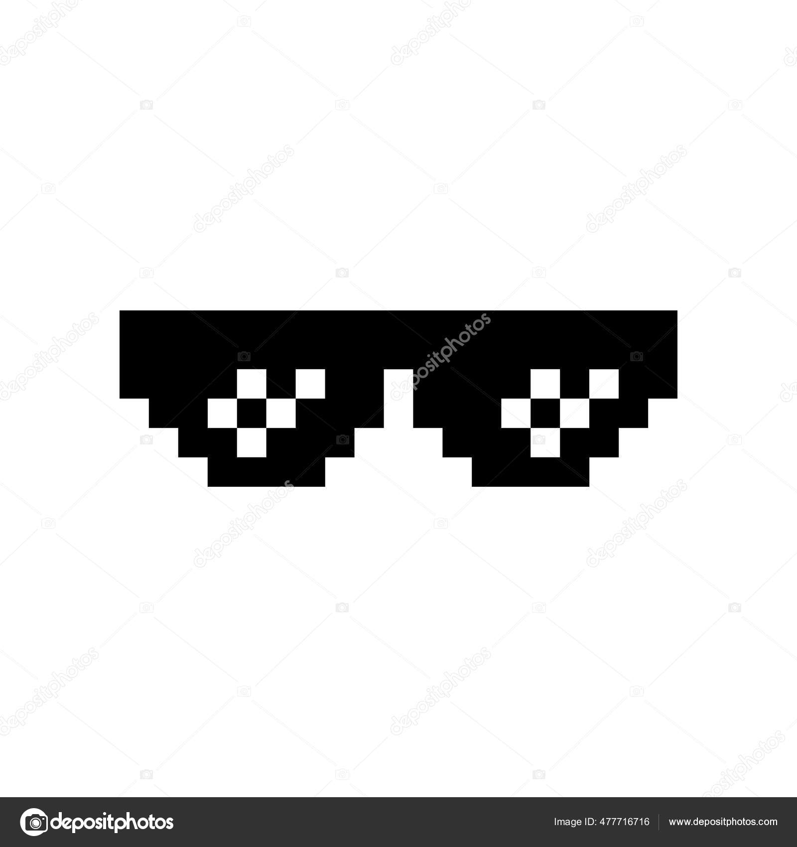 Pixel Preto Boss Óculos Meme Ilustração Vetorial Desenho Vida Útil ...