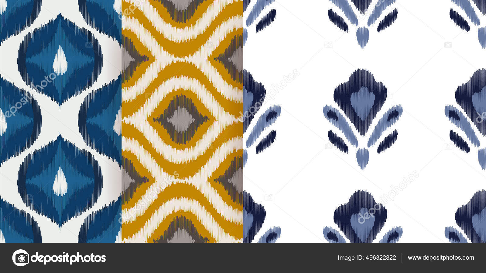 Ikat Seamless Ogee Vector Patterns Set Aztec Tribal Abstract Modern ...