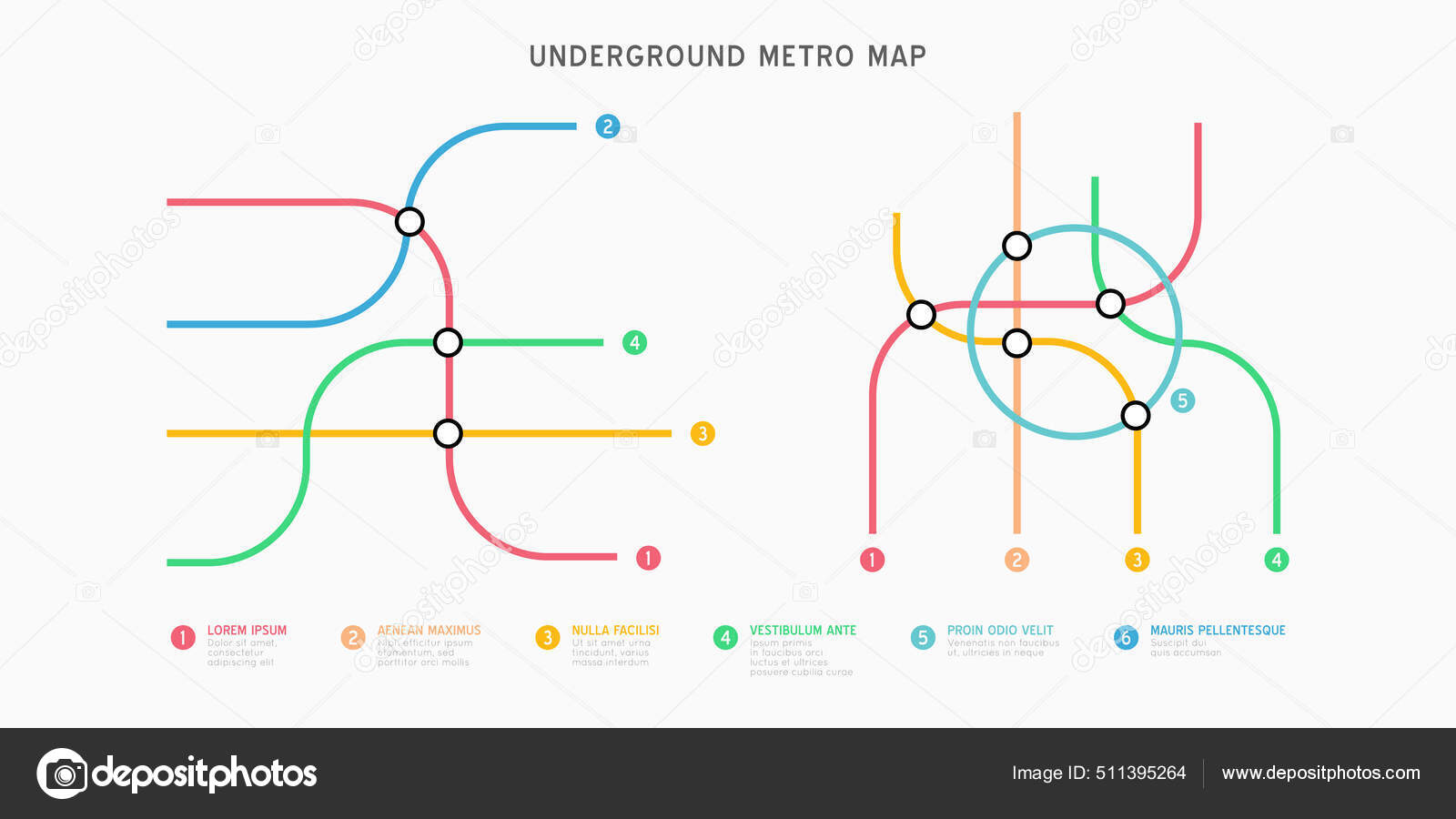 Metro Map Infographics Vector Template City Subway Transportation Scheme Underground Stock ...