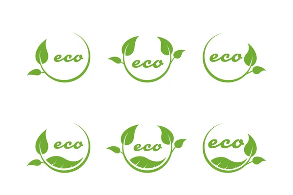 Eco or bio friendly company logo, green leaves on white, black and ...