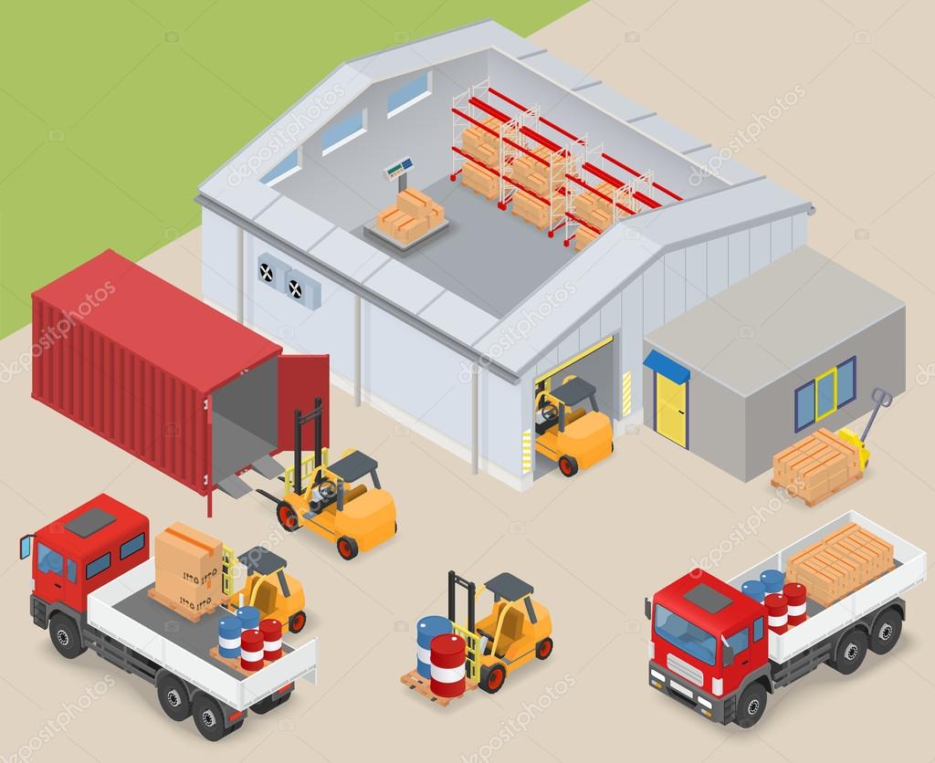 Isometric warehouse industrial scene — Stock Vector © ikuvshinov #97644778 Isometric warehouse industrial scene — Stock Vector © ikuvshinov #97644778