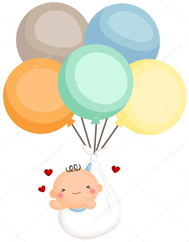 Baby Boy Newborn Fly with Balloon Stock Vector Image by ©comodo777 ...