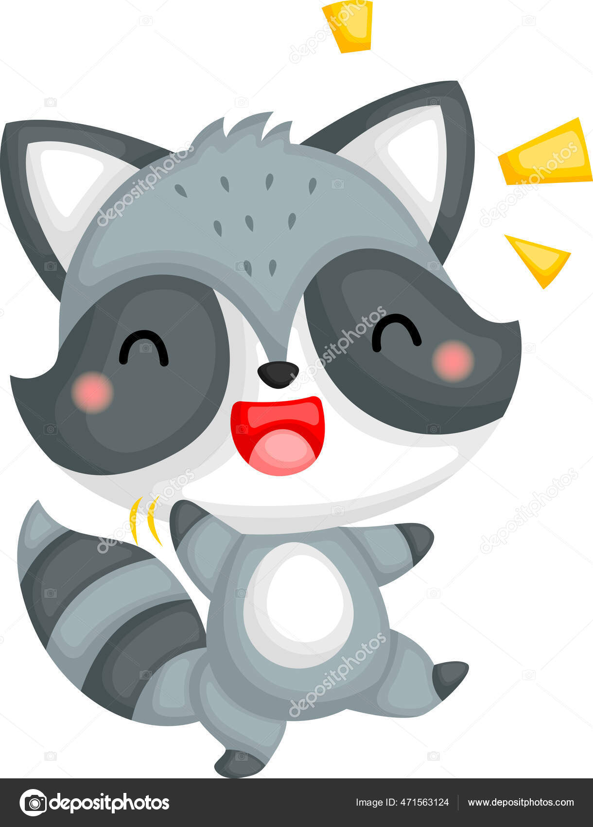 Vector Happy Raccoon Saying Hello Stock Vector by ©comodo777 471563124
