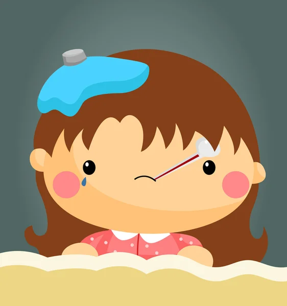Cute Sick Girl Cartoon