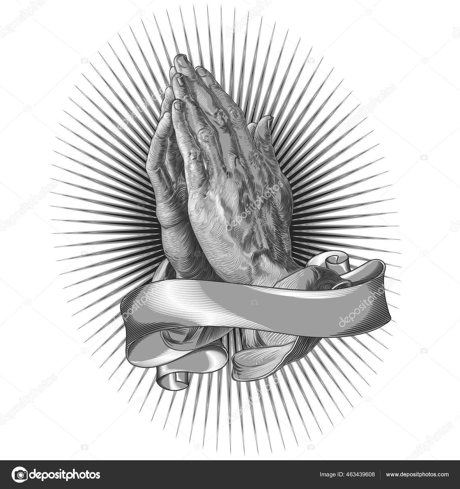 Crosses With Praying Hands Drawings