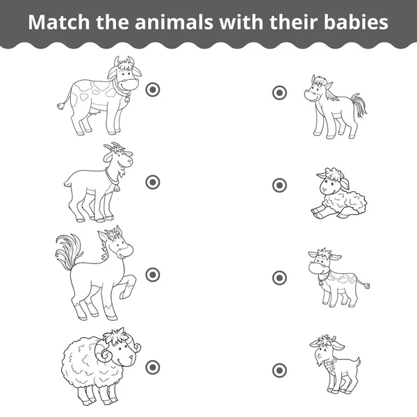 Farm animals and their babies matching | Matching game for children ...