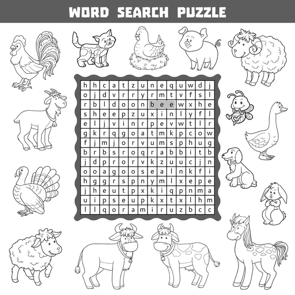 Image vectorielle Mots croisés vectoriels de couleur sur les animaux ...