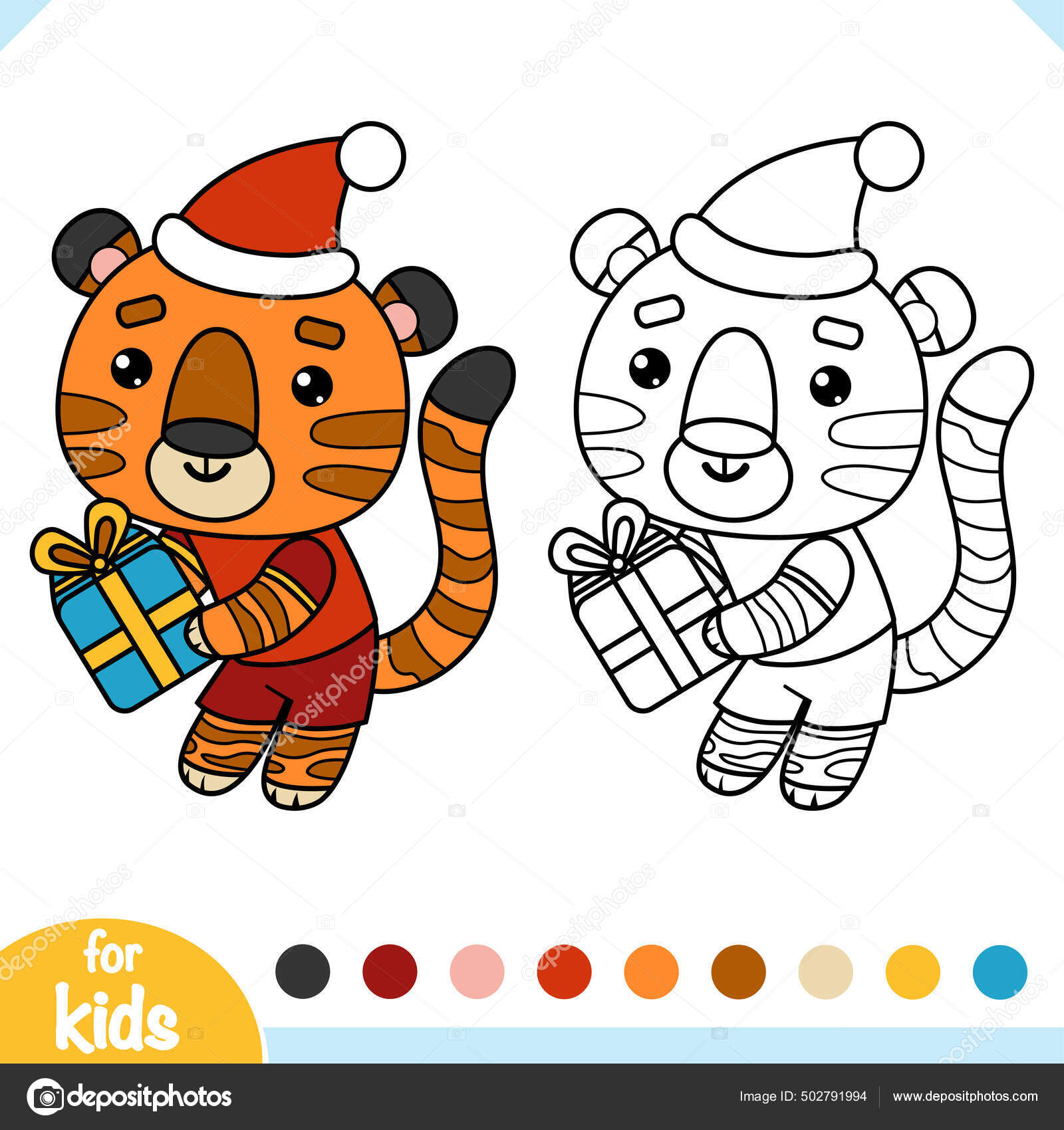 Coloring Book Children Chinese New Year Tiger Gift Stock Vector by ...