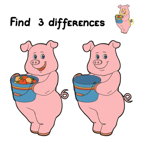 Find differences, education game, Pig and magnifier Stock Vector Image ...