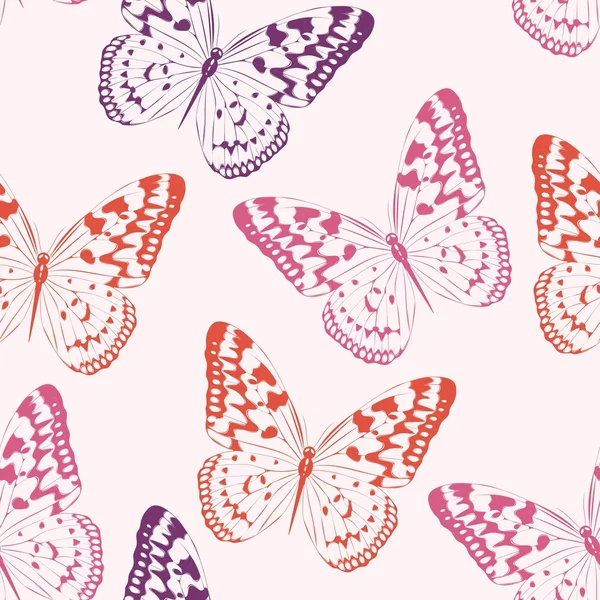 Golden Foil Print Red Background Tropical Butterflies Seamless Pattern ...