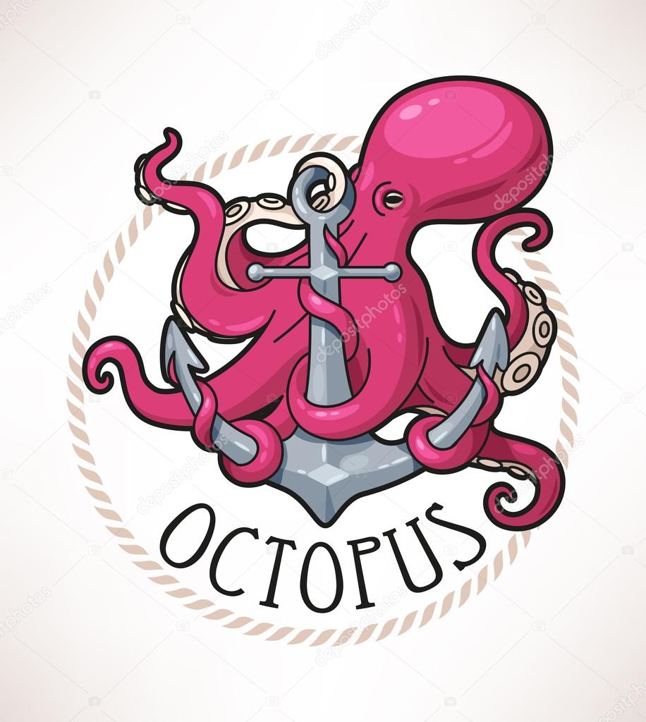 Anchor and octopus — Stock Vector © Greylilac #86074352