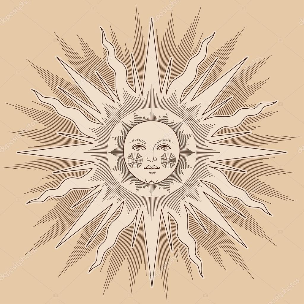 Vintage sun with the face Stock Vector Image by ©reinekke #114963424
