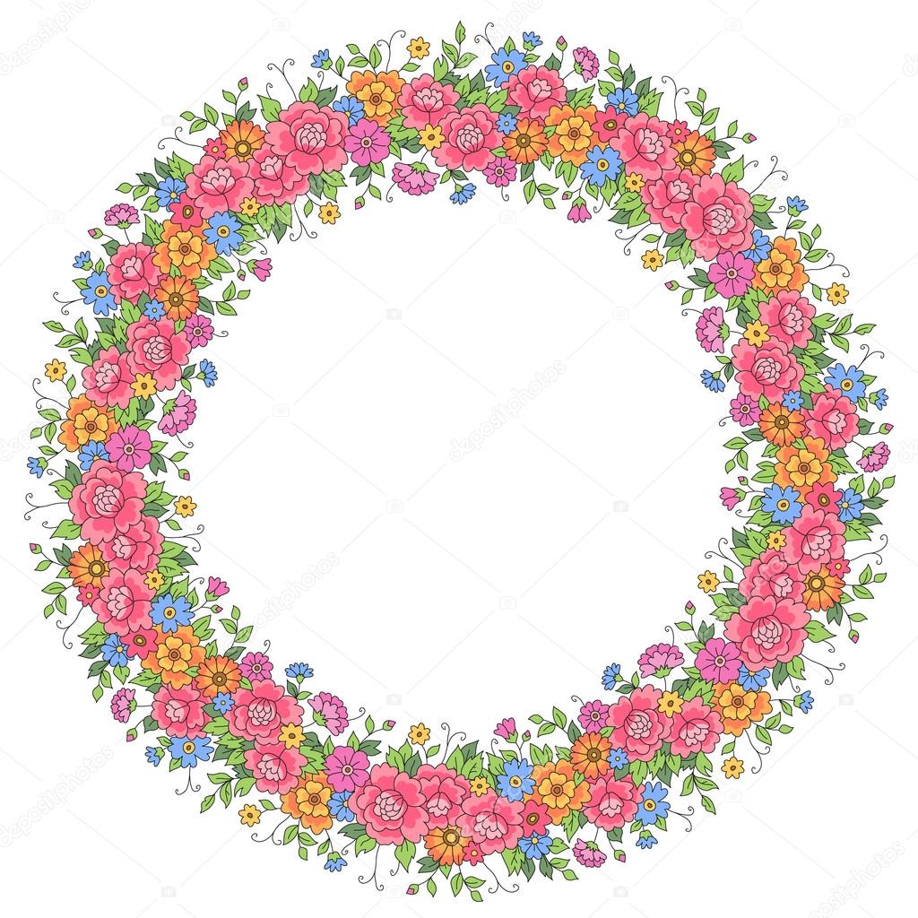 Round floral wreath Stock Vector Image by ©reinekke #115962962