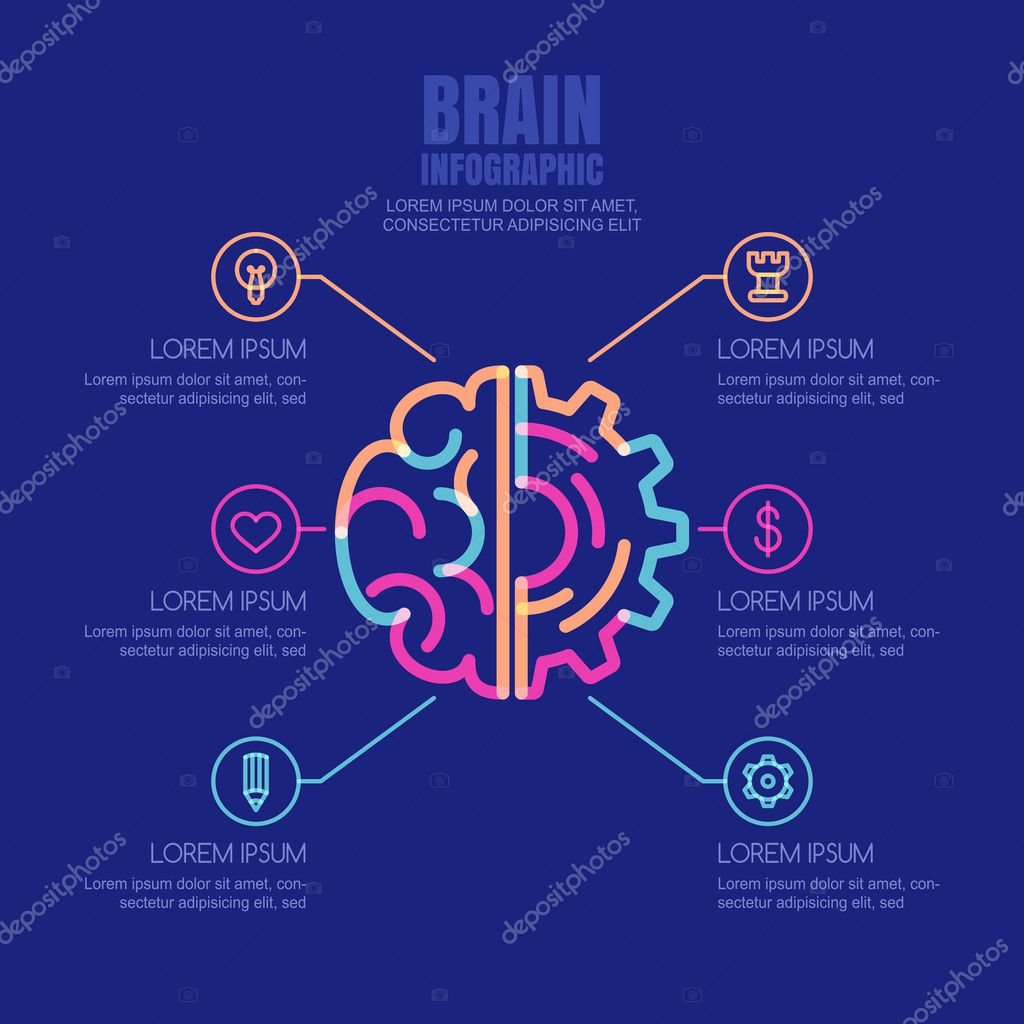 Brain and gear cog, vector infographics design template Stock Vector ...