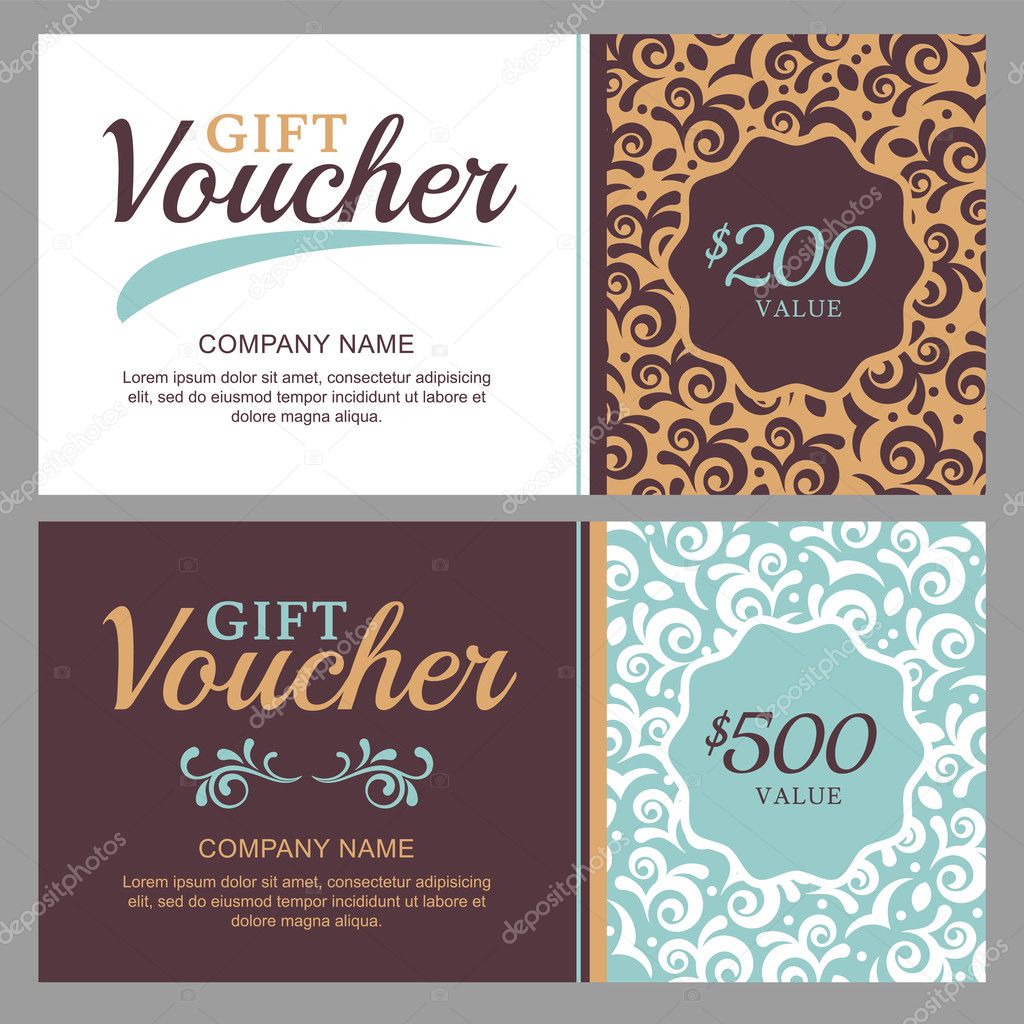 Vector gift voucher with vintage ornament background. Stock Vector ...