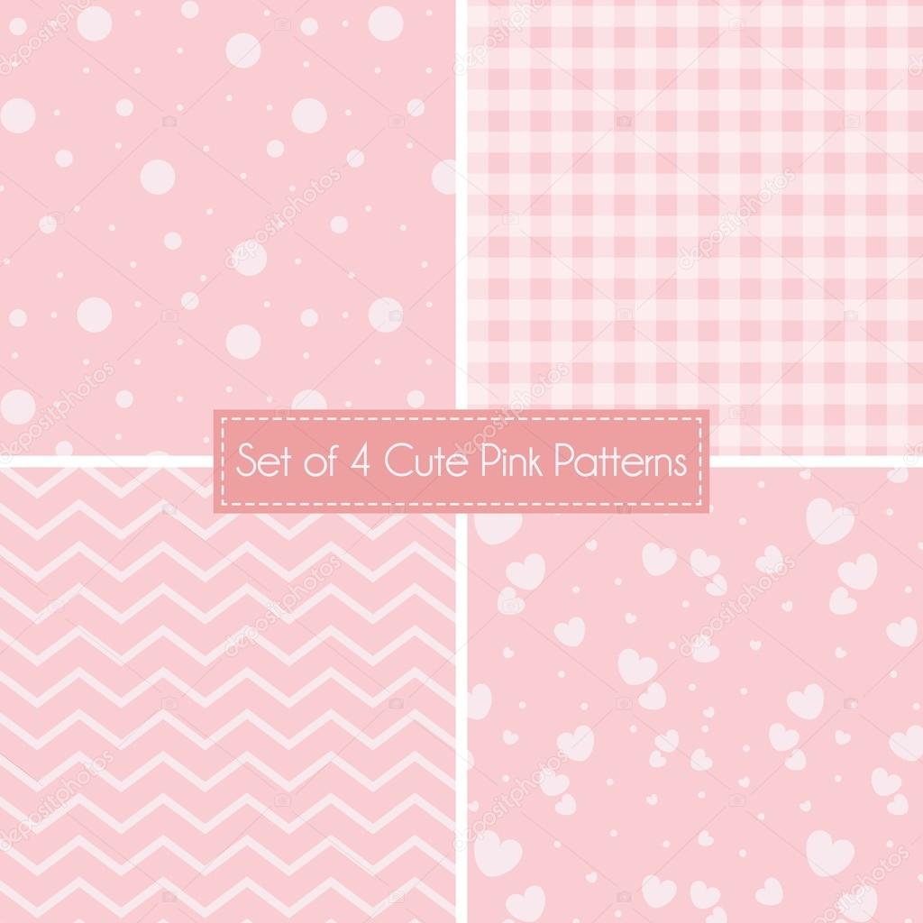 Set of 4 cute retro Pink Patterns and textures for backgrounds and ...
