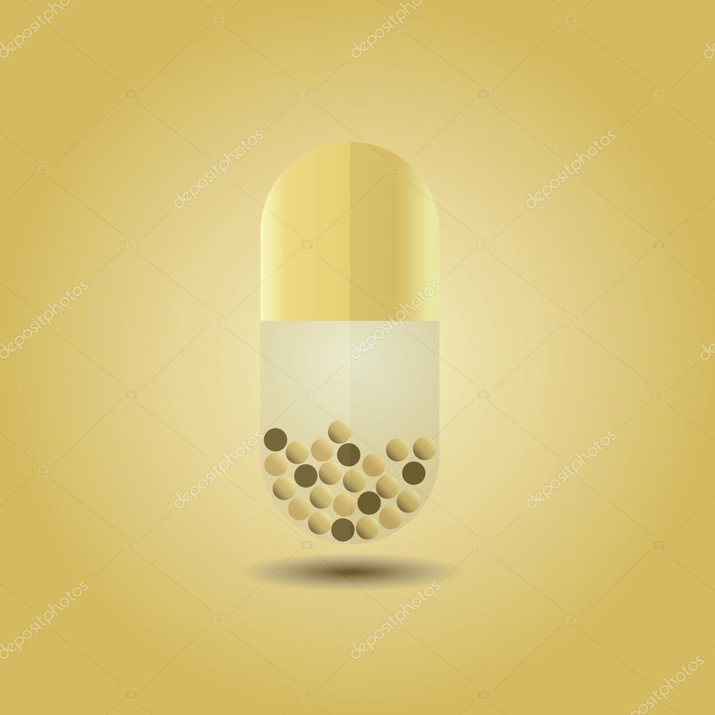 Close up of golden vertical capsule on gold gradient background Stock ...
