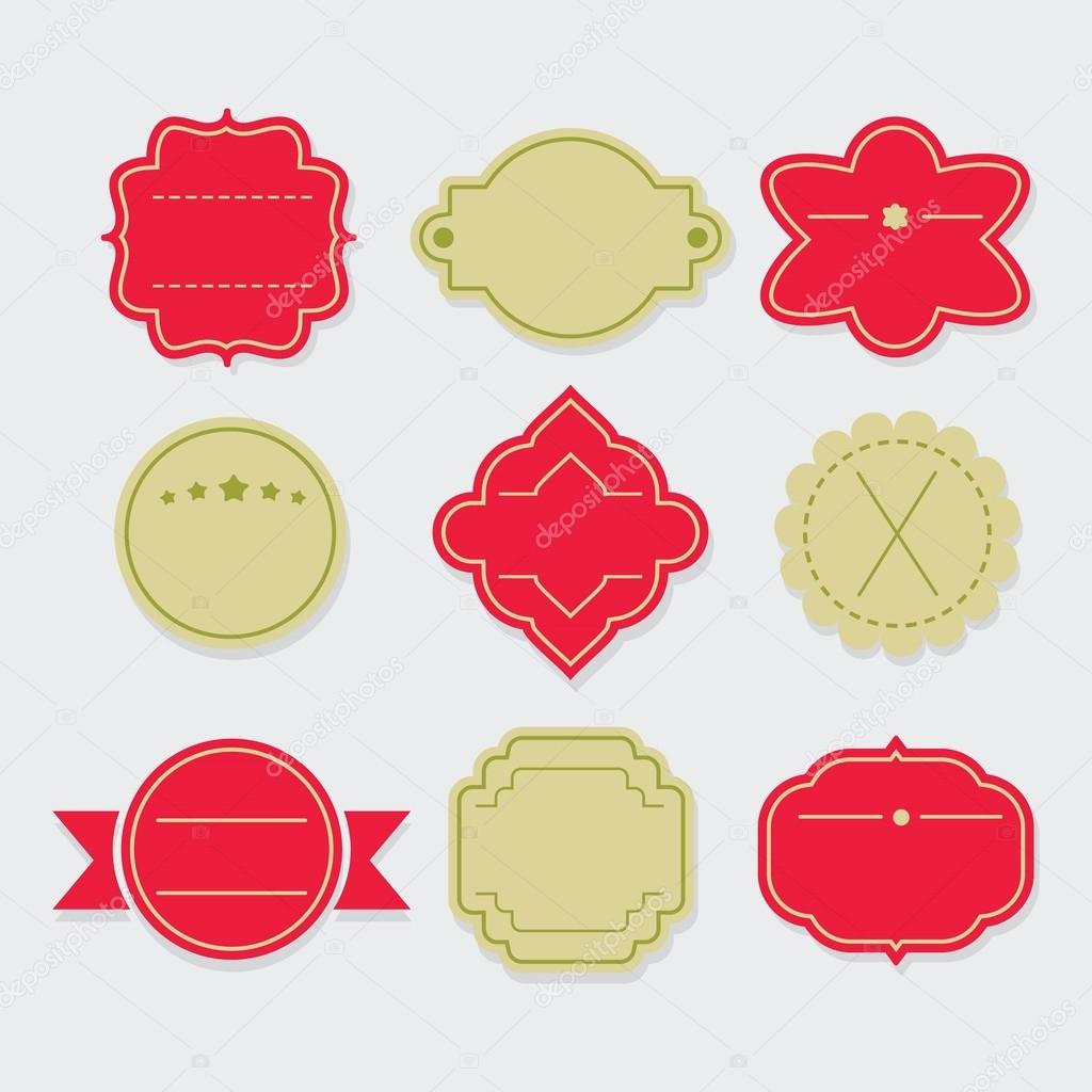 Cute and different stylish red green empty template labels and tags set ...