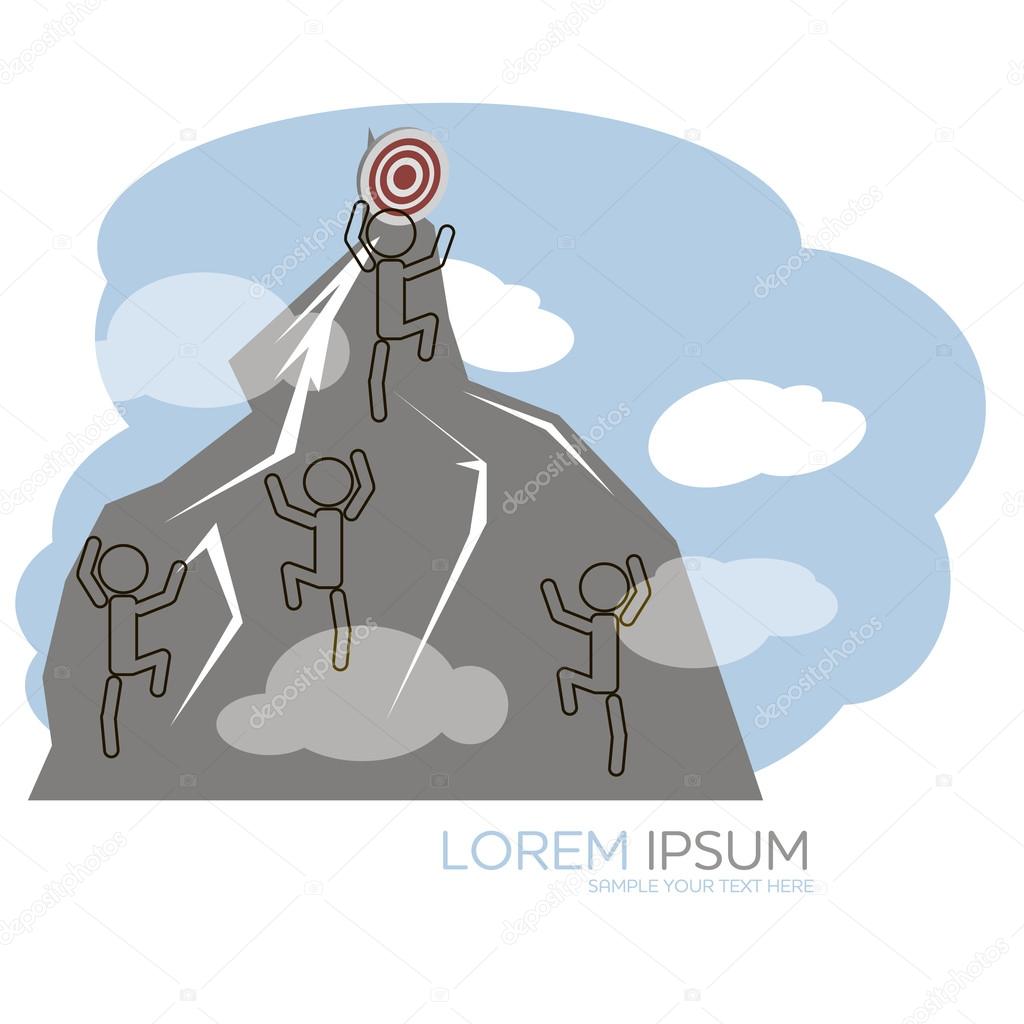 La gente se mueve hacia una meta. Concepto tarjeta vectorial de ...
